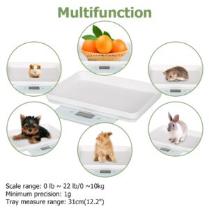 Digital Small Animals Scales for Weighing with Tape Measure, Detachable Tray Puppy Whelping Scale with High Precision Weigh Your Kitten, Rabbit, Multifunction Scales for Small Dogs Cats Crawl Pet