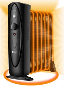 mini oil filled space heater, jasun electric radiator heater with adjustable temperature, 700w powerful heating for bedroom, office, living room, black