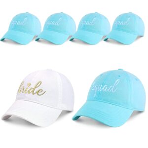 partygifts&beyond bridesmaid gifts baseball hat for women 6 packs bachelorette party women's hats bride squad caps for wedding gift(blue)