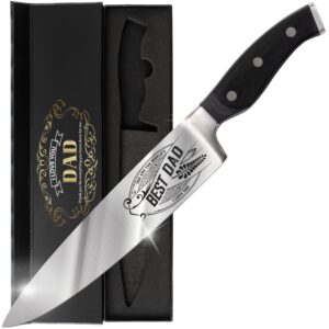 birthday gift best dad - premium chef knife gift - 8 in. stainless carbon steel kitchen knive w/pakka wood handle - father's day, christmas, housewarming, anniversary, holiday gifts by cutlinx