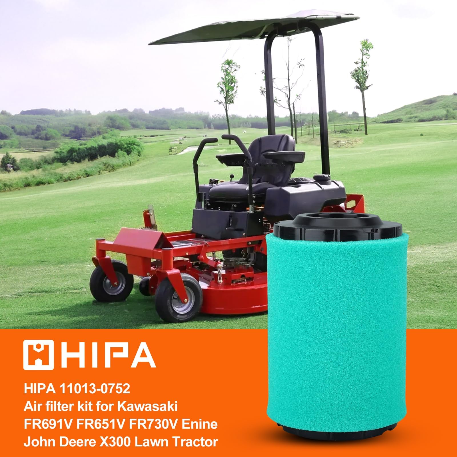 Hipa 2Pack 3208313 Air Filter for Kohler KT740 KT725 KT735 KT745 KT730 22HP-26HP Lawn Mower 32-083-13-S & 32-083-14-S Air & Pre Filter with Kohler 24 050 13-S Fuel Filters