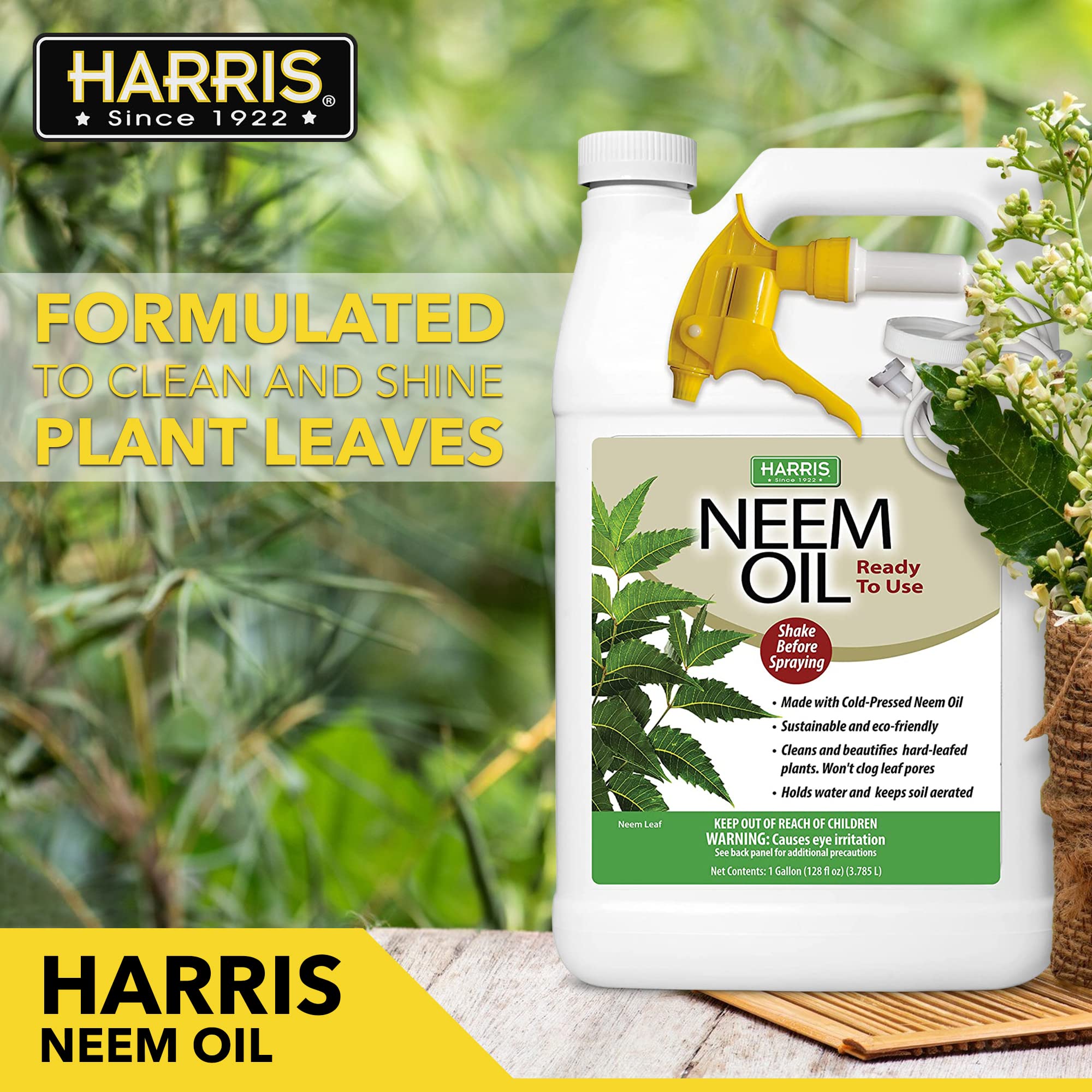 HARRIS Neem Oil Spray for Plants, Cold Pressed Ready to Use, 128oz