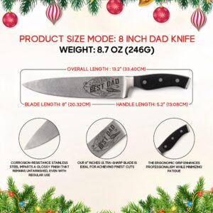 Birthday Gift BEST DAD - Premium Chef Knife Gift - 8 in. Stainless Carbon Steel Kitchen Knive w/Pakka Wood Handle - Father's Day, Christmas, Housewarming, Anniversary, Holiday Gifts by CutLinx