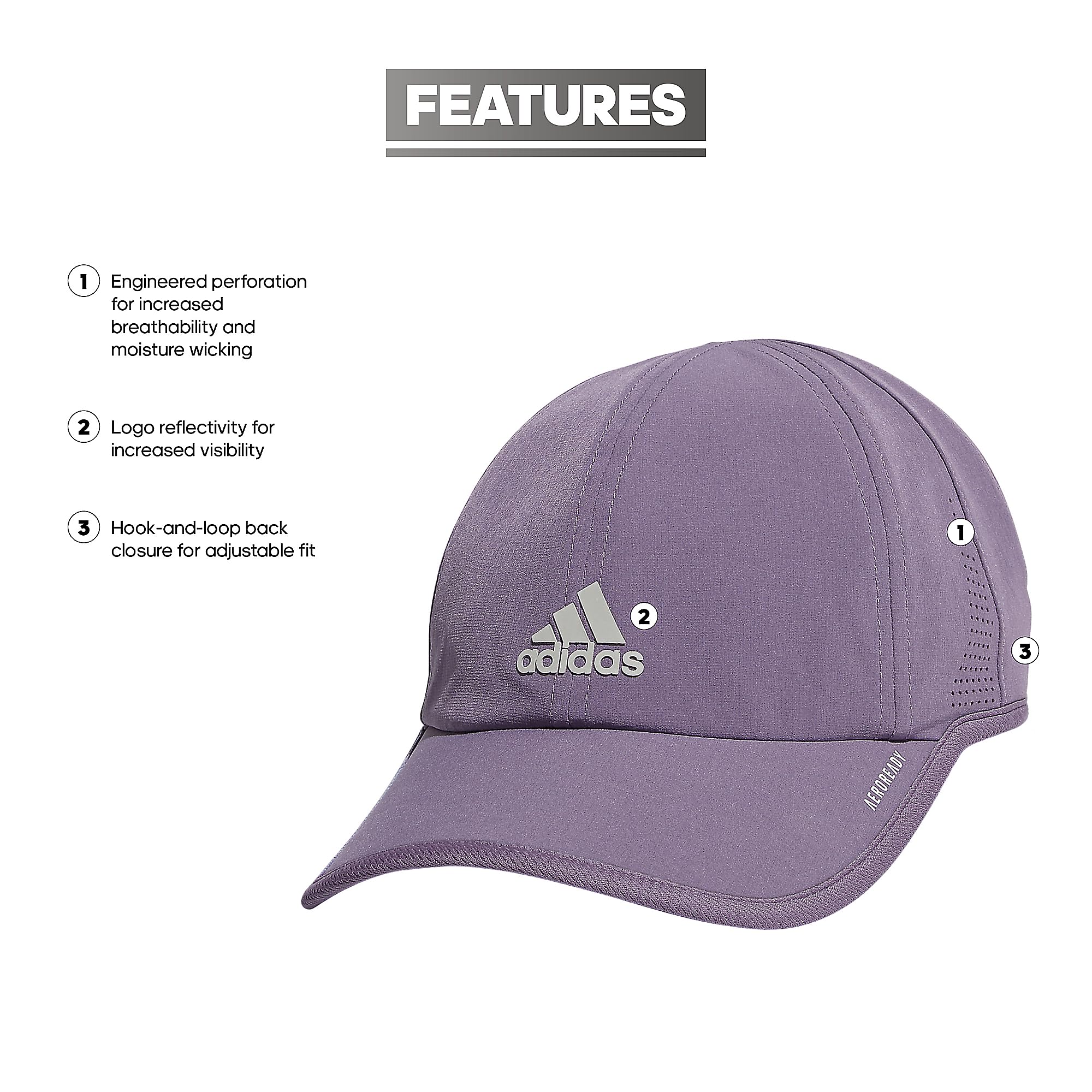 adidas Women's Superlite 2 Relaxed Adjustable Performance Cap, Shadow Violet/Clear Grey, One Size