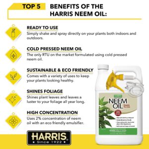 HARRIS Neem Oil Spray for Plants, Cold Pressed Ready to Use, 128oz