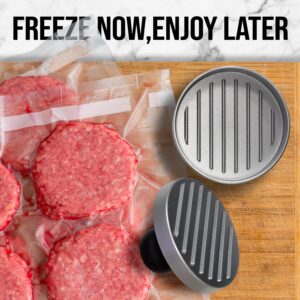 Shop Square Burger Press Patty Maker with 100 Patty Papers - Non-Stick Hamburger Patty Maker with Parchment Paper Included - Hamburger Patty Press for BBQ, Beef, Veggie Burgers - Food Grade Material