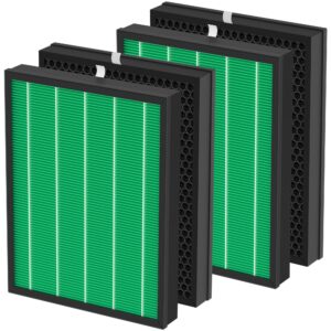 400/400s replacement air filters set for coway airmega max2 400 400s 400(g) 400s(g) purifier 2-in-1 of max 2 green h13 true hepa filter and activated carbon filter, 4 pcs (2 sets)