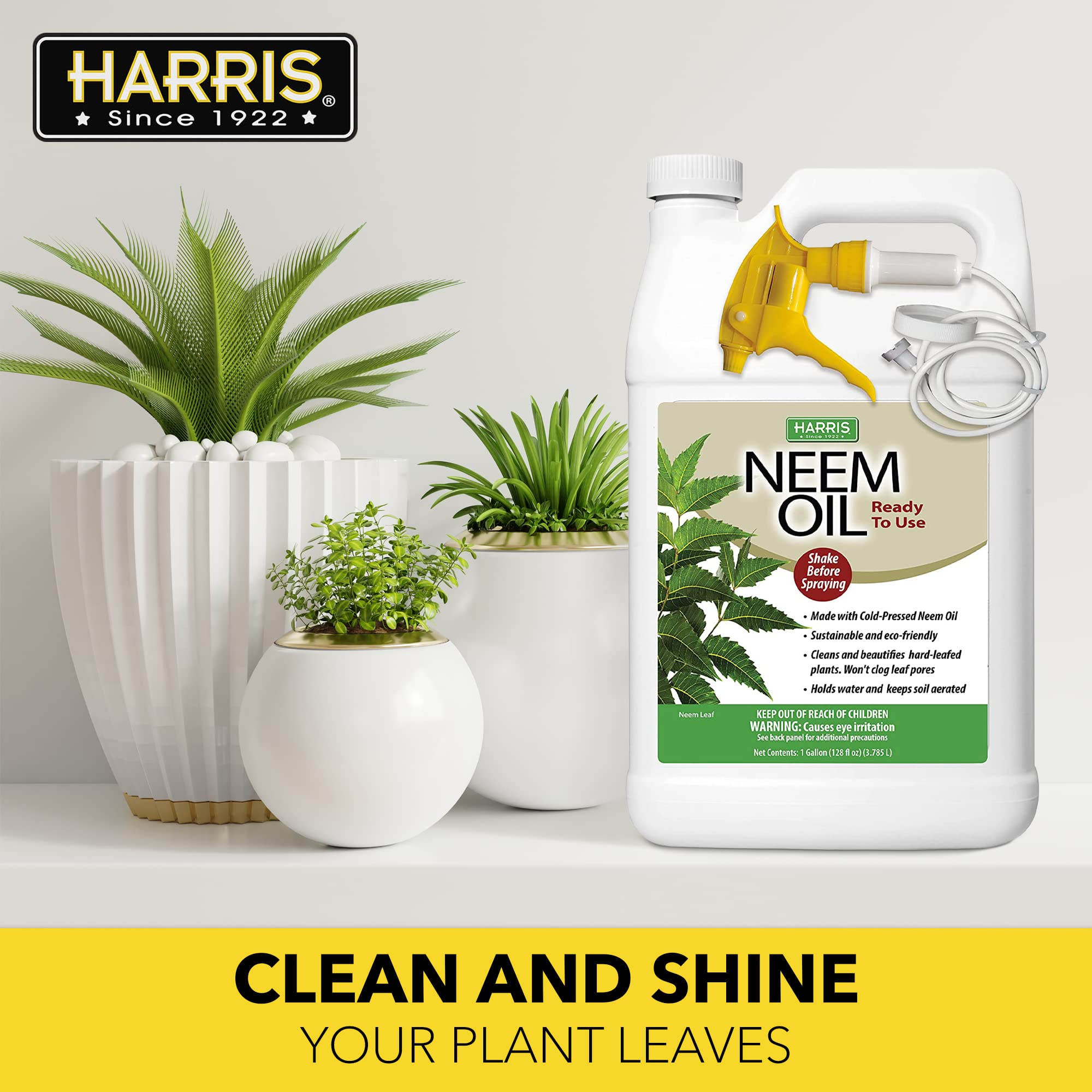 HARRIS Neem Oil Spray for Plants, Cold Pressed Ready to Use, 128oz