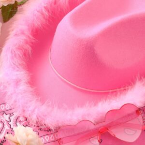 20 Pieces Cowboy Cowgirl Hats Pink Heart Shaped Sunglasses for Women Western Party Wedding Party