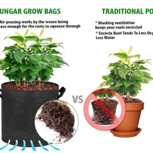 LUNGAR Plant Grow Bags - 5 Gallon 5 Packs Planter Pot, Thickest Aeration 300G Non-Woven Fabric, Reinforced Handles for Weatherproof Nursery Pot, Enhanced Double Seam