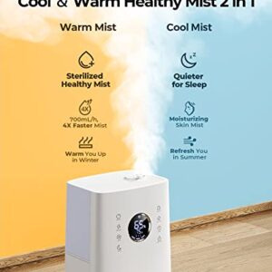 Homvana 6.5L Warm & Cool Mist Humidifiers for Bedroom Large Room, Smart Humidifier with App&Voice Control, Exclusive Distilled Sterilization, 72H Runtime Air Humidifier Aroma Diffuser for Baby Plants