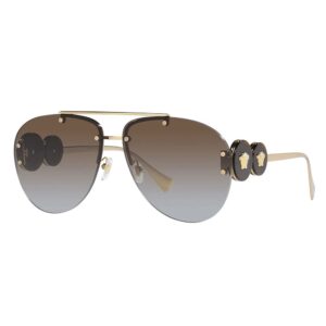 versace ve 2250 148889 gold metal aviator sunglasses brown gradient lens