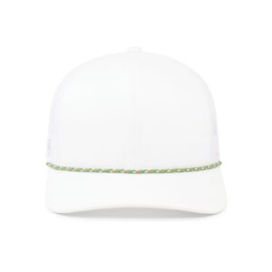 Pacific Headwear Trucker Snapback Braid Cap, White/Moss Green