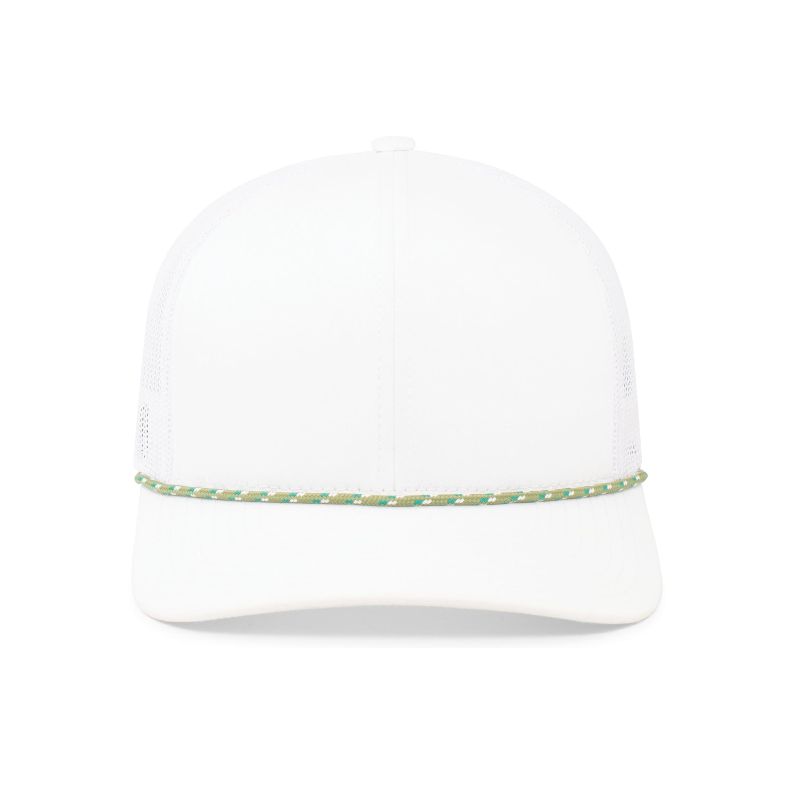 Pacific Headwear Trucker Snapback Braid Cap, White/Moss Green