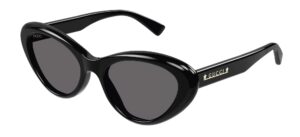 gucci women's symbols cat eye sunglasses, black black grey, one size