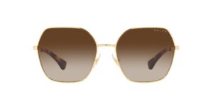 ralph by ralph lauren women's ra4138 square sunglasses, shiny gold/gradient brown, 58 mm