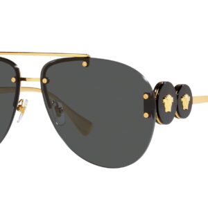 Versace Woman Sunglasses Gold Frame, Dark Grey Lenses, 63MM