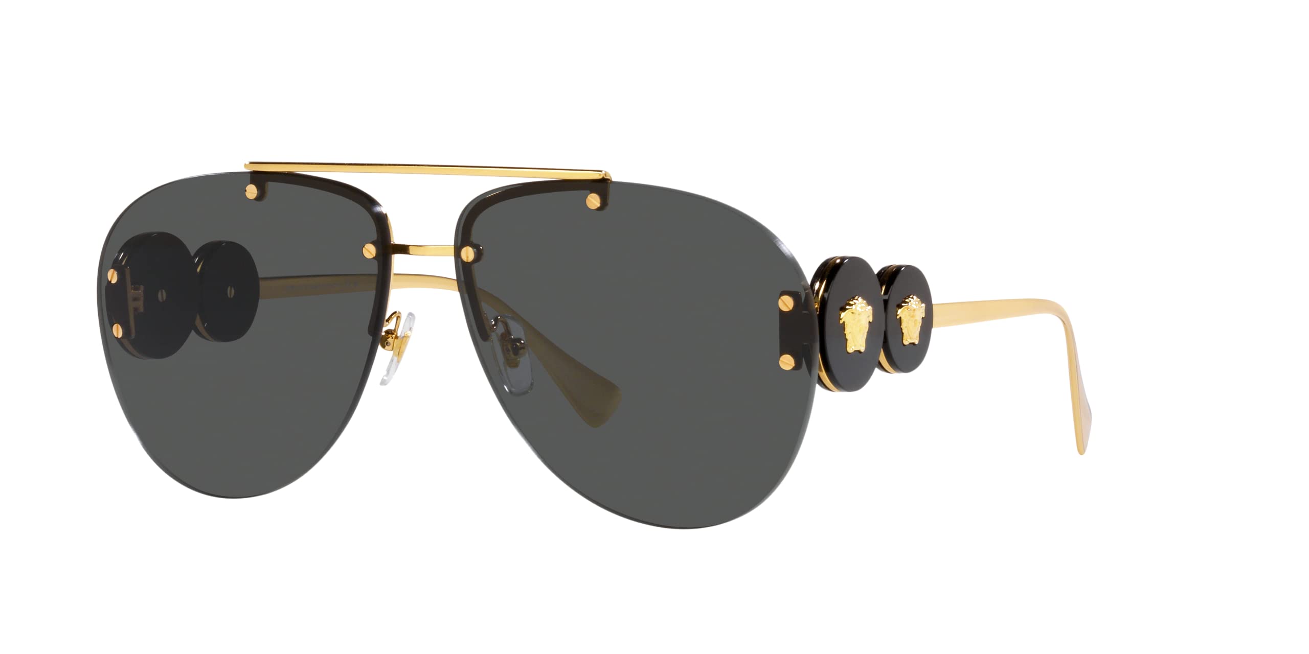 Versace Woman Sunglasses Gold Frame, Dark Grey Lenses, 63MM