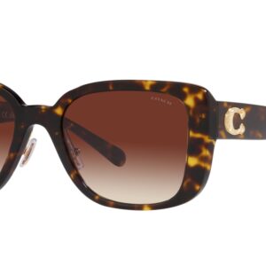 Coach HC8352 Sunglasses, Dark Tortoise/Dark Brown Gradient, 54 mm