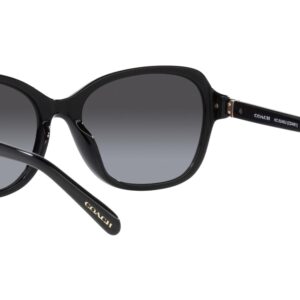 Coach HC8349U Universal Fit Sunglasses, Black/Grey Gradient, 56 mm