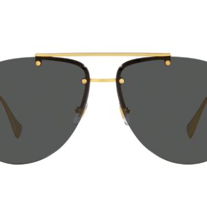 Versace Woman Sunglasses Gold Frame, Dark Grey Lenses, 63MM