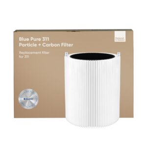 blueair blue pure 311 genuine replacement filter, particle and activated carbon, fits blue pure 311 air purifier (non-auto)