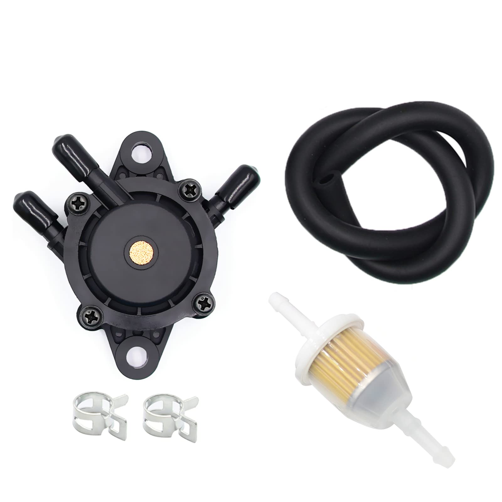 491922 Fuel Pump with Fuel Filter,Fuel Filter Line for Honda Kohler Kawasaki JD BS Engines Garden Lawn Mower Tractors Replaces 691034 808656 692313