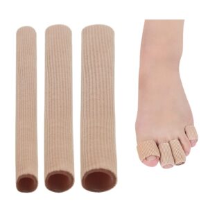 3 sizes cuttable elastic fabric toe sleeve protectors with gel lining, toe cushion tube toe tubes sleeves soft gel corn pad protectors for toes fingers blisters calluses (3)