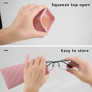 MZYOUHUO 4 Pcs Squeeze Top Sunglass Case with Cleaning Cloth, Soft Leather Eyeglass Case Portable Sunglasses Pouch