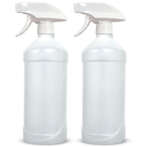 sprayz large 16oz spray bottles for cleaning and gardening, plants, water, durable trigger sprayer, refillable, natural hdpe plastic bottle (2-pack)