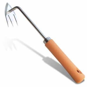 shanfeek weed puller with m-shape claw weeding artifact uprooting weeding tool dandelion puller tool gardening hand tools weed remover tool for yard with hard solid wood handle(m-type)