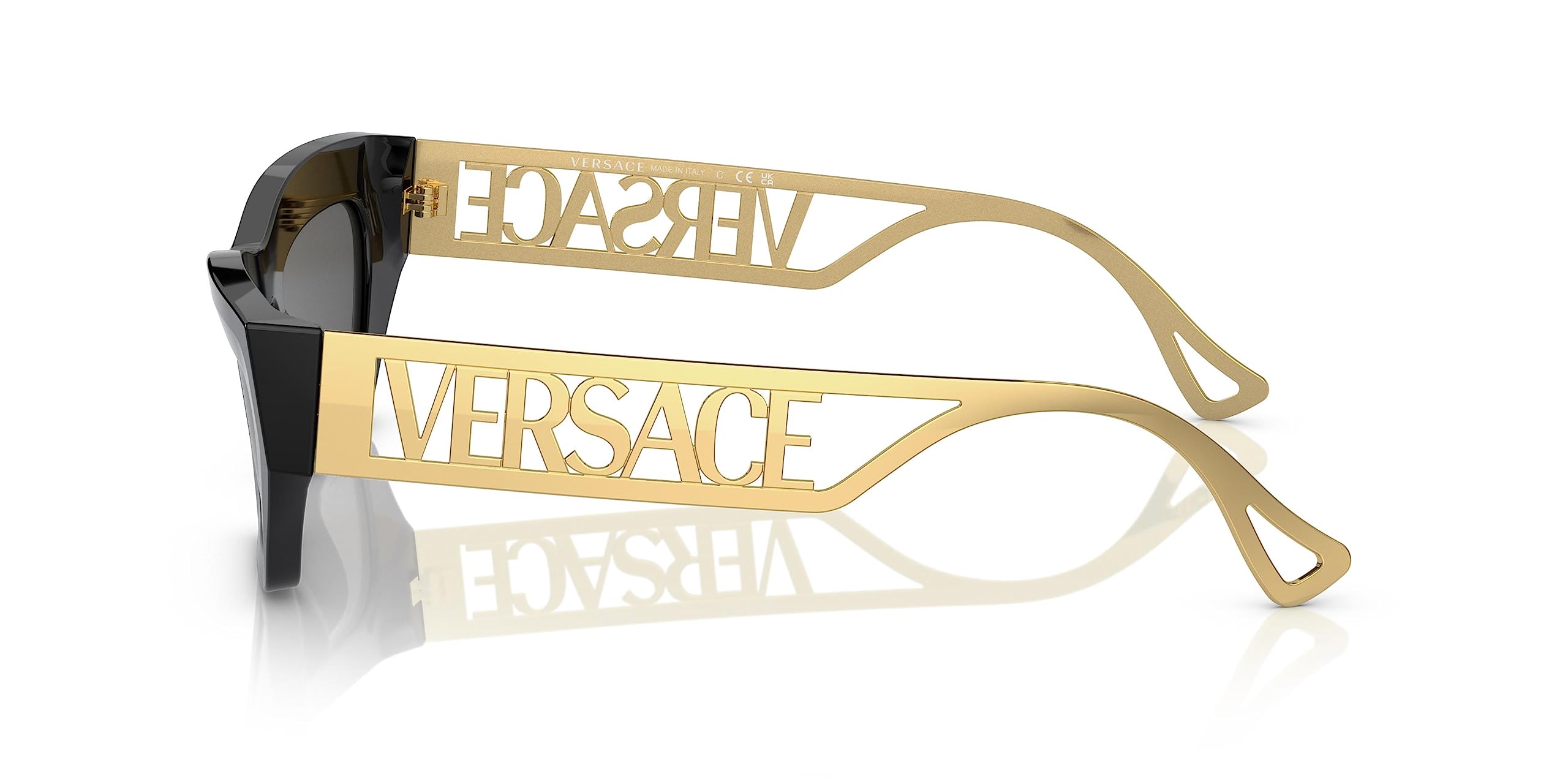 Versace VE 4432U GB1/87 Black/Gold Plastic Fashion Sunglasses Grey Lens