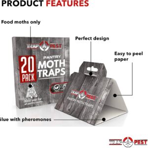 20 Pack Pantry Moth Traps - Safe and Effective for Food and Cupboard - Glue Traps with Pheromones for Pantry Moths - Trap a Pest