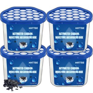 mhttec moisture absorbers boxes with activated charcoal 4 pack 230g dehumidifiers for closet bathroom basement bedroom disposable desiccant for car moisture absorbers for home