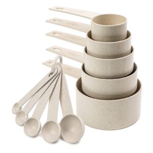 beille cream wheat straw measuring cups spoons set cooking baking tools 10pc