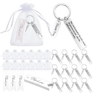 yinkin 36 pcs employee appreciation gift thank you keychains thank you cards and organza bags for coworker teacher(silver)