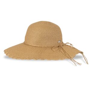 Jessica Simpson Womens Wide Brim Straw Hat, Tan, One Size