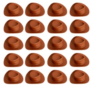 20 pieces mini cowboy hat mini western cowboy hat brown plastic mini cowboy hat for crafts mini cowboy hats mini sombrero hats drink hat cowgirl hat doll hat mini cowgirl hats for drinks(brown)