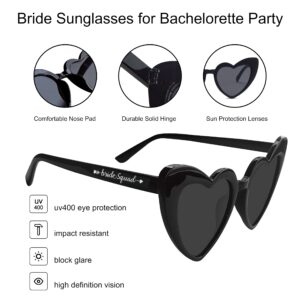 PartyGifts&beyond Bachelorette Sunglasses Heart Sunglasses 10 Packs Bride Squad and Bride Sunglasses for Bachelorette Party Wedding Bridesmaid Gifts(Black)