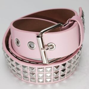 Punk Studded Belt for Women Rock Threads Goth Stud Pyramid Gothic Clothing (Pink)