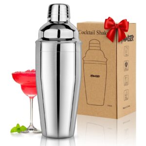 cocktail shaker 25oz martini shaker bar shaker drink shaker bar tools with built-in strainer for bartender, professional 18/8 stainless steel margarita mixer for mixed drinks