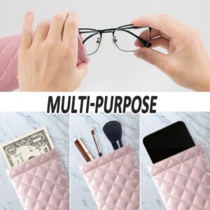 MZYOUHUO 4 Pcs Squeeze Top Sunglass Case with Cleaning Cloth, Soft Leather Eyeglass Case Portable Sunglasses Pouch