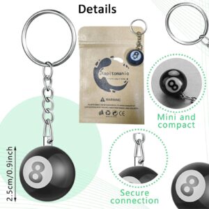 kapitomanio 8 Ball Keychain Cool 8 Billiard Ball Keychains for Men, Lucky Black NO.8 Resin Ball Jewelry Gift