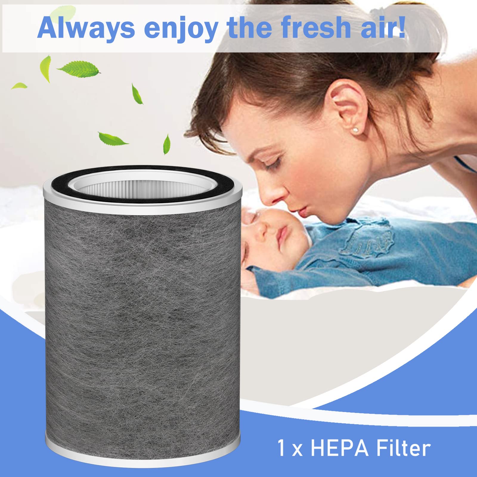 HP201 HEPA Replacement Filter Compatible with Shark HP201 HP202 HP301 HP302 UA205 AP1000 HC501 HC502 Air Cleaner Purifier MAX, Compare to # HE2FKBASMB & HE2FKBAS