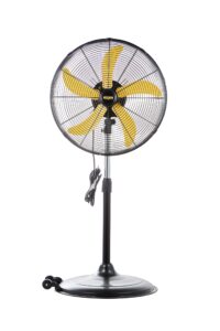 hicfm 5000 cfm 20 inch high velocity pedestal oscillating fan with powerful 1/5 motor, 9ft power cord, oscillation, metal body with wheels for garage, commercial or industrial - ul safety listed