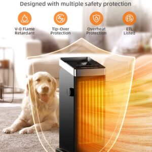 BREEZOME Space Heater, 1500W Fast Heating Heater for Indoor Use, Ceramic Electric Heater for Home with Thermostat, 90° Oscillating Portable Heater with Remote