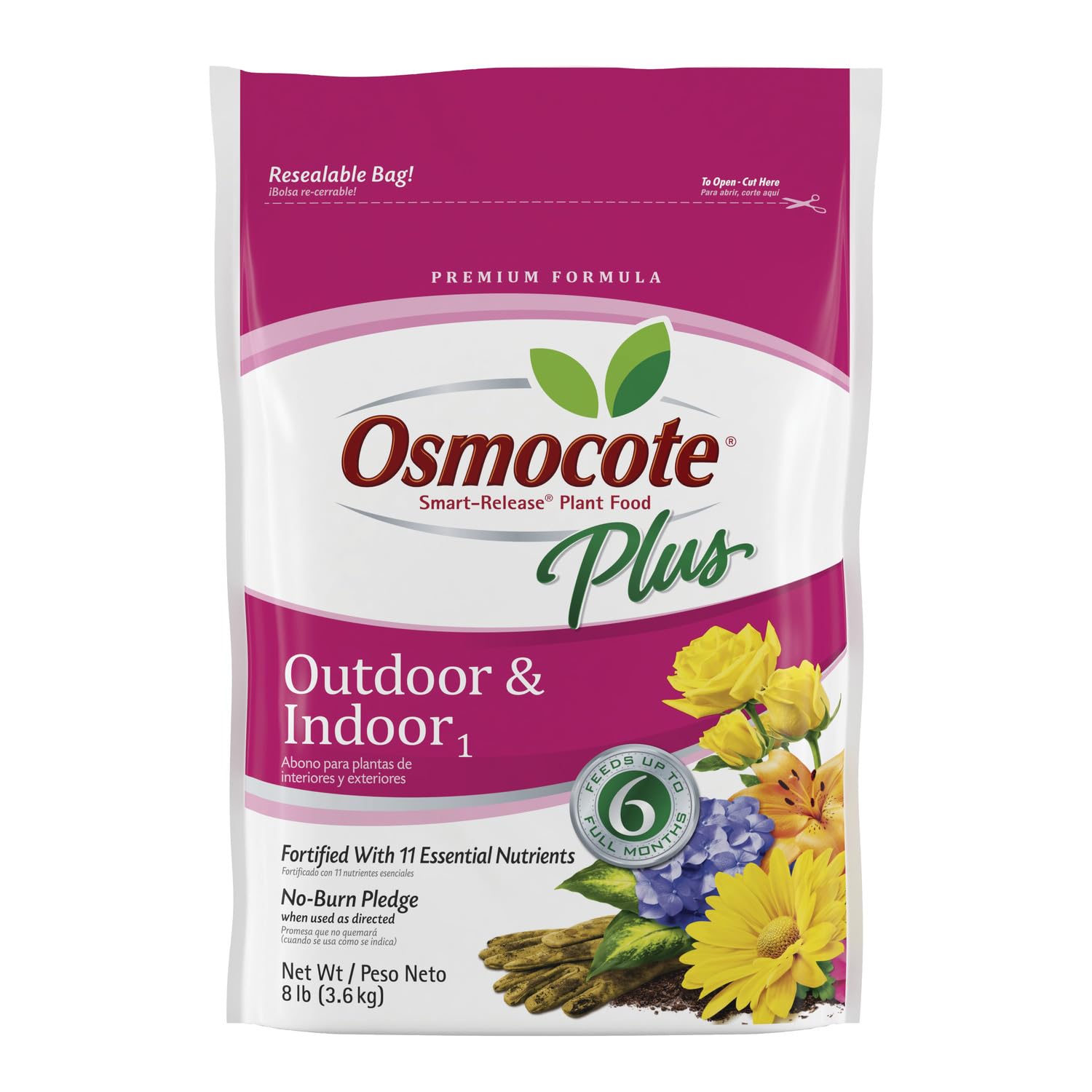 Osmocote Smart-Release Plant Food Plus Outdoor & Indoor₁, Granular Fertilizer with 11 Essential Nutrients, 8 lbs.