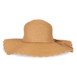 Jessica Simpson Womens Wide Brim Straw Hat, Tan, One Size