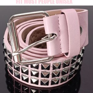 Punk Studded Belt for Women Rock Threads Goth Stud Pyramid Gothic Clothing (Pink)