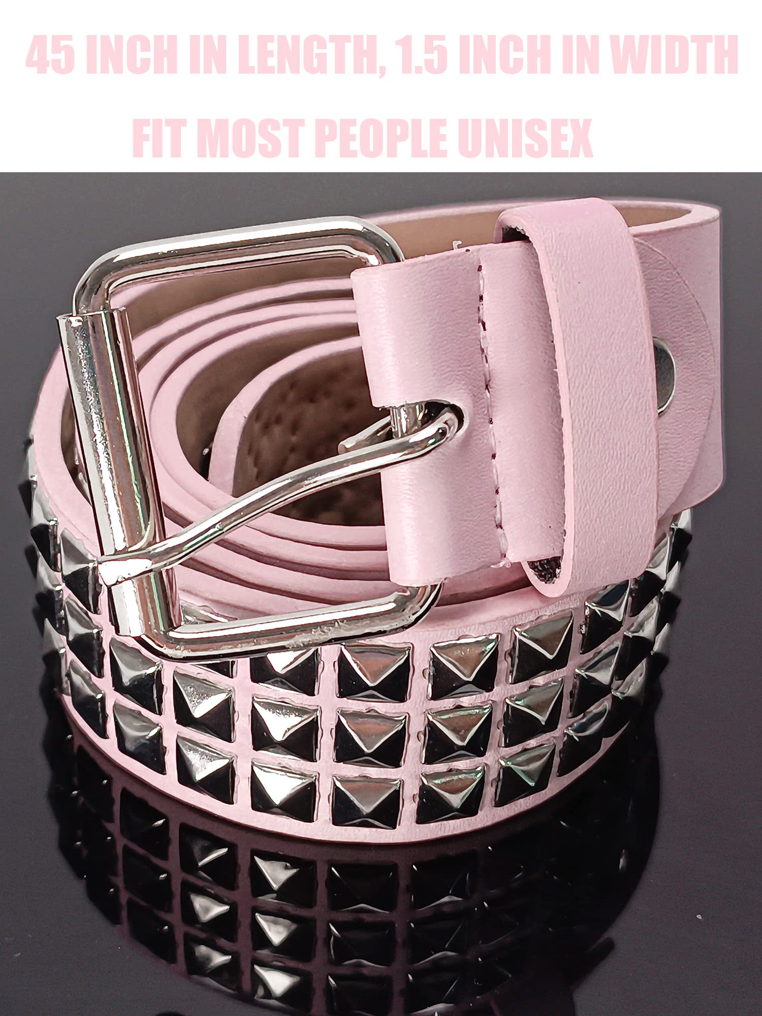 Punk Studded Belt for Women Rock Threads Goth Stud Pyramid Gothic Clothing (Pink)